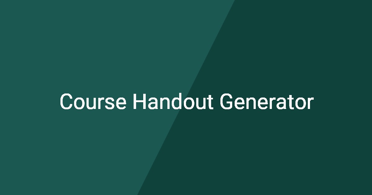 Course Handout Generator - AppHelpr