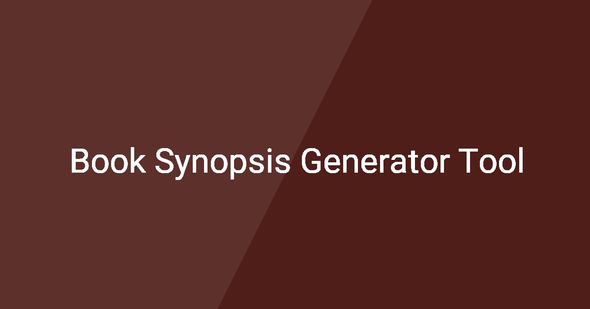 Book Synopsis Generator Tool - AppHelpr