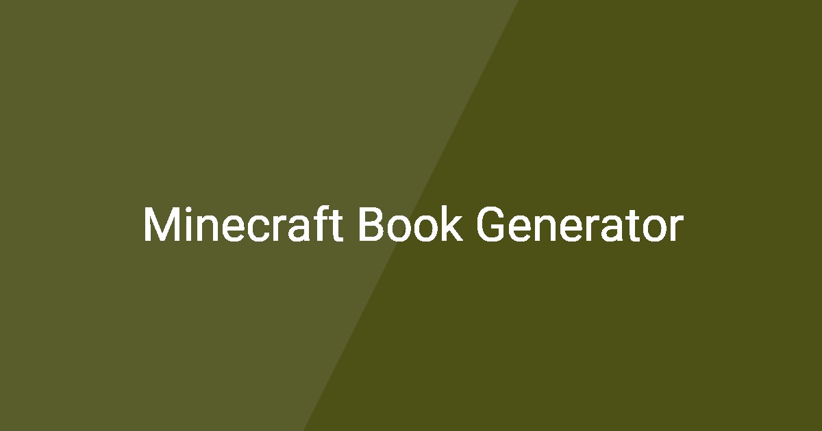 Minecraft Book Generator - AppHelpr